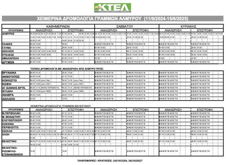 Τα χειμερινά δρομολόγια του Υπεραστικού ΚΤΕΛ Μαγνησίας με ισχύ έως 15/6 ...